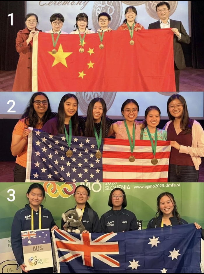 1st, 2nd, and 3rd place of the Women’s European Math Olympics - 9GAG