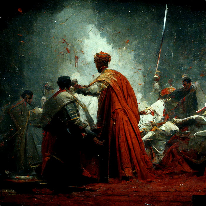 "Caesar getting stabbed" made with midjourney AI. - 9GAG