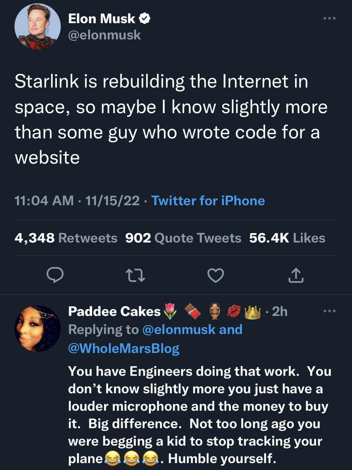 A humble Elon, saying he is the chief engineer of all engineers. - 9GAG