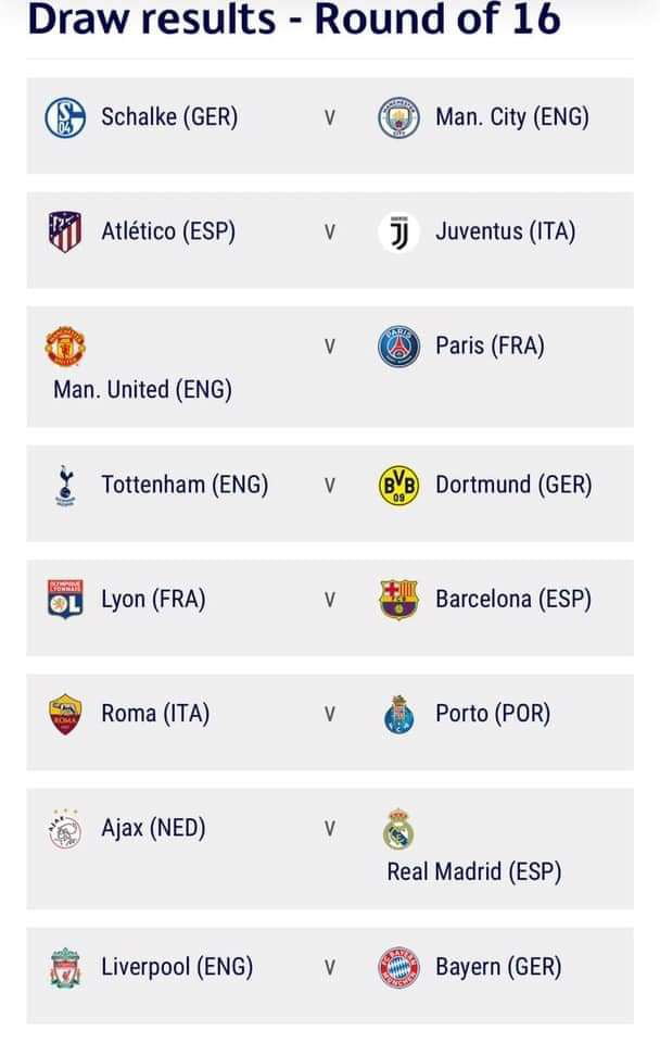 Champions league leg16 draw - 9GAG