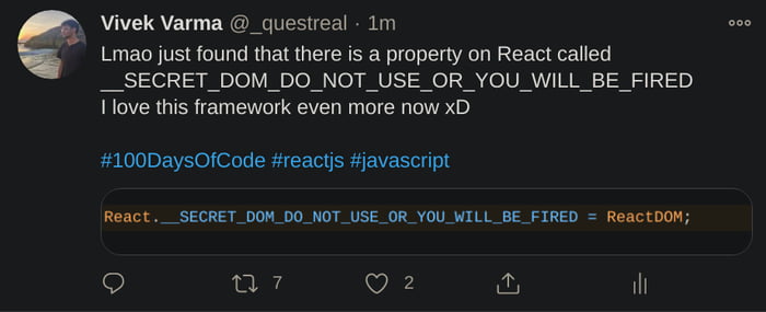 React.__SECRET_DOM_DO_NOT_USE_OR_YOU_WILL_BE_FIRED = ReactDOM; - 9GAG