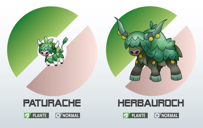 Fakemon of the day for my fangame dream. Paturache, the grass cow ...