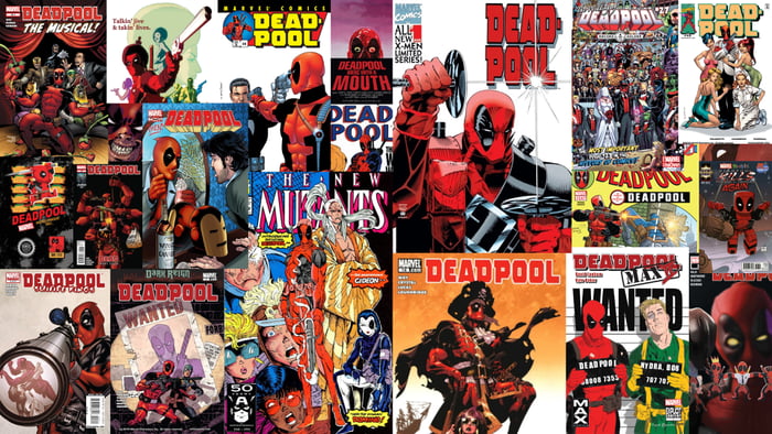 Made a Deadpool covers collage Wallpaper for myself. Feel free to use ...