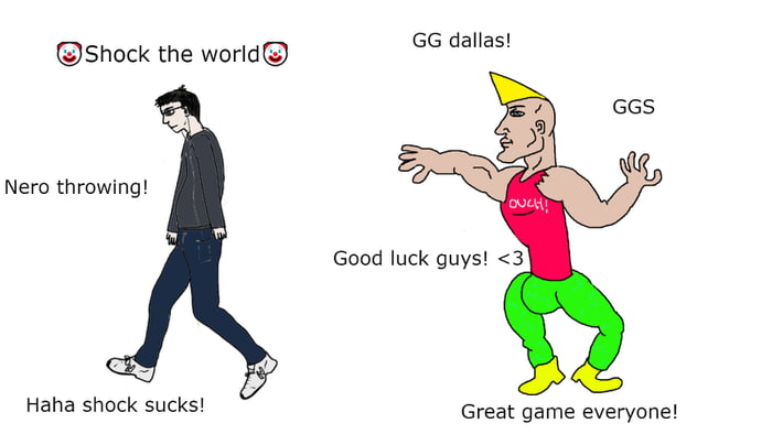 The virgin bragging dallas fans vs The chad shock gg'ers - 9GAG