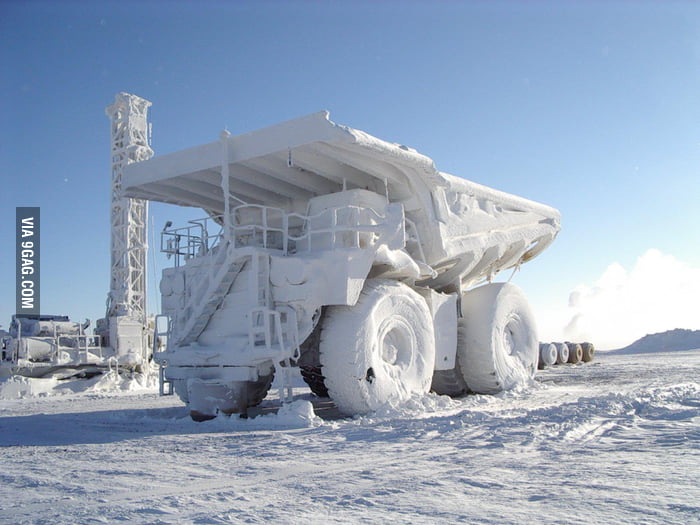 Frozen mining truck - 9GAG