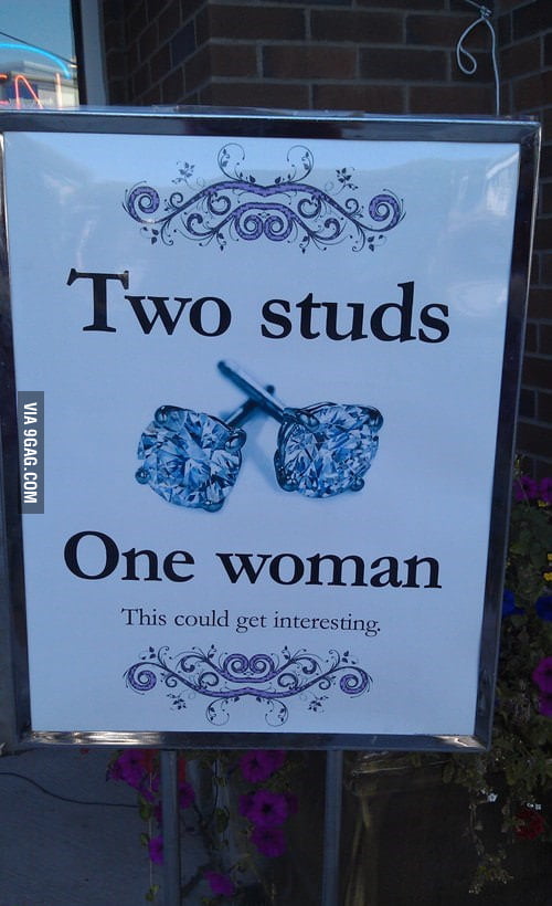 Two Studs, One Woman - 9GAG