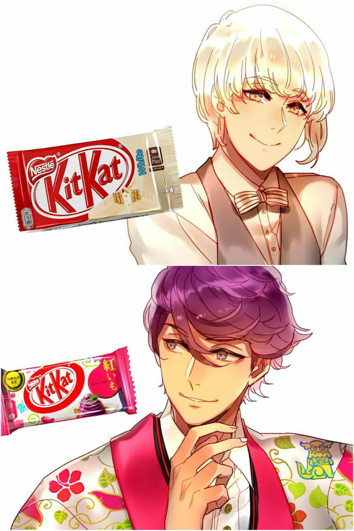Personified kitkat flavors. *oshiete intensifies* - 9GAG