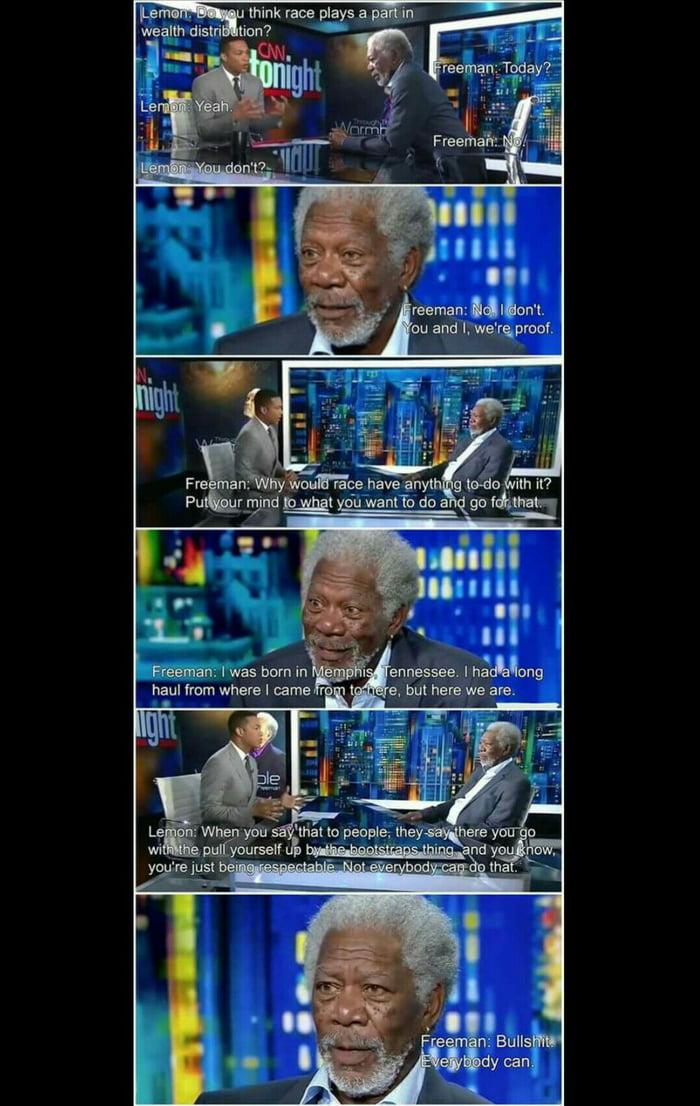 "the bus runs every day" -Morgan Freeman (same interview) on why he ...