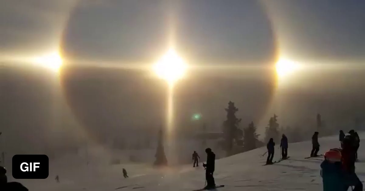 A solar parhelion, also known as a sun dog. - 9GAG