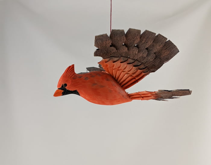 Red cardinal - fan carving - 9GAG