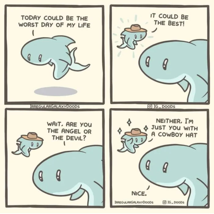 Reminds me of the shark in Toy Story wearing Woody's hat! "Howdy howdy ...