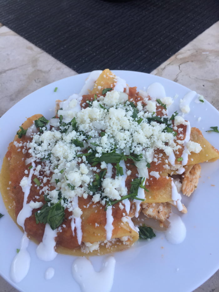 Homemade Chicken Entomatadas with Crema, Cilanto & Cotija cheese - 9GAG