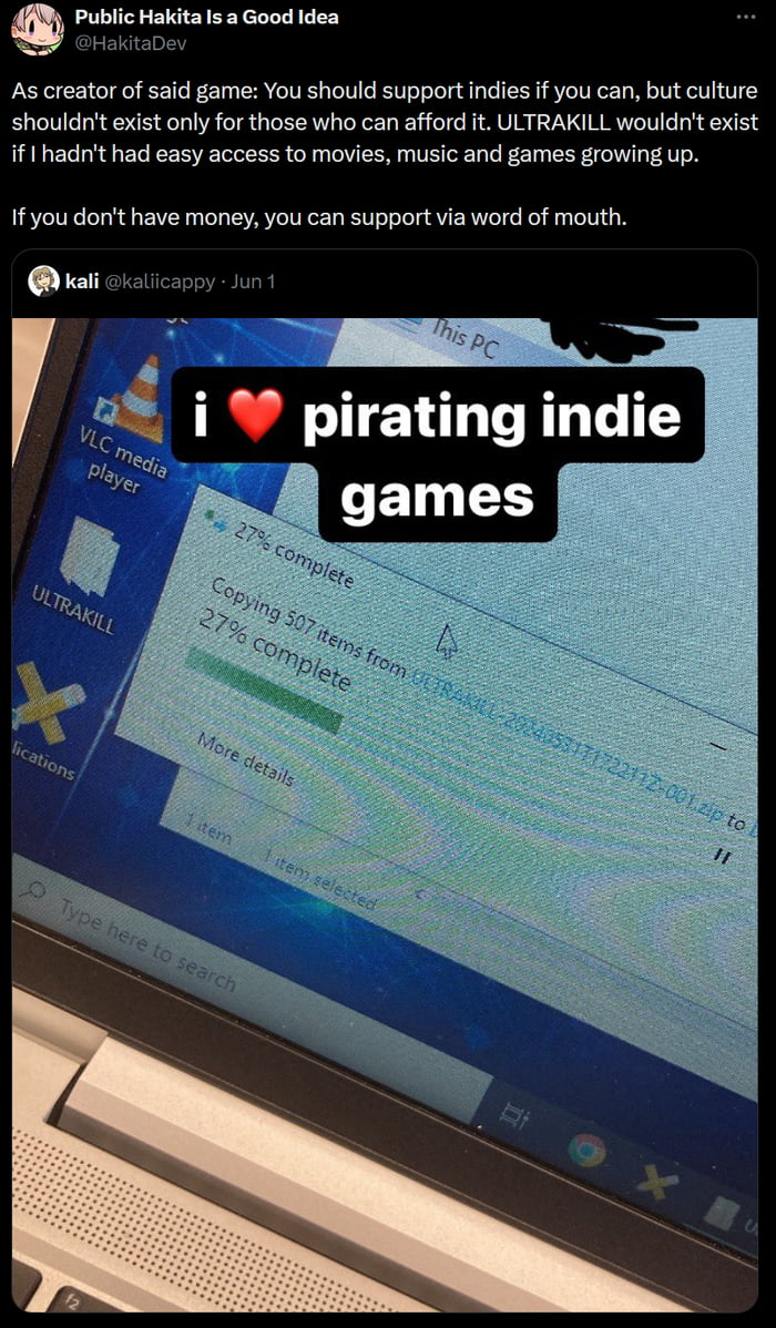 The best take I've ever seen by a dev on piracy - 9GAG