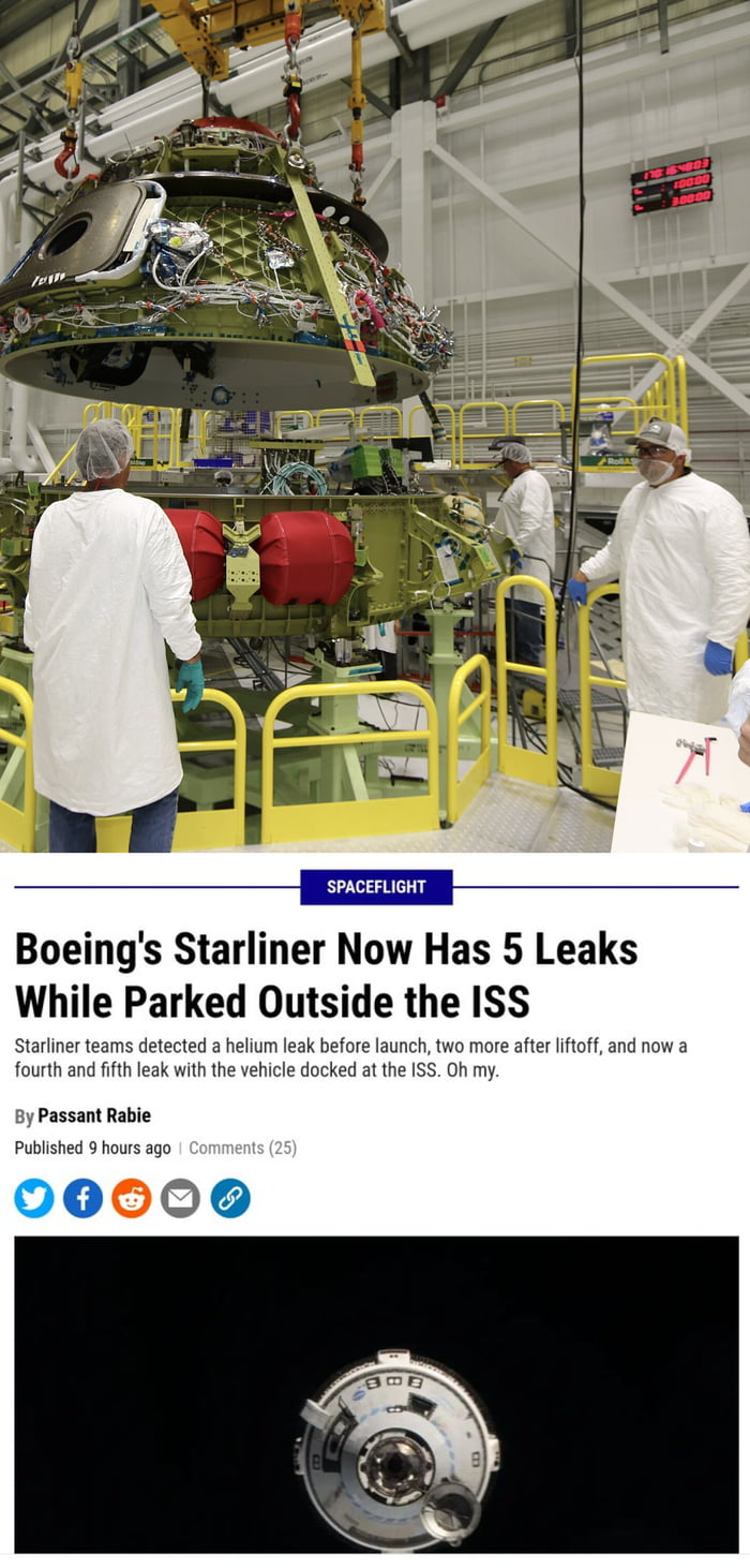 Here is a picture of engineers assembling Boeing Starliner Space ...