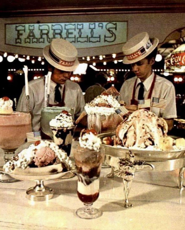 Farrell’s Ice Cream. Home of the Pig Trough and The Zoo. (1980’s) - 9GAG