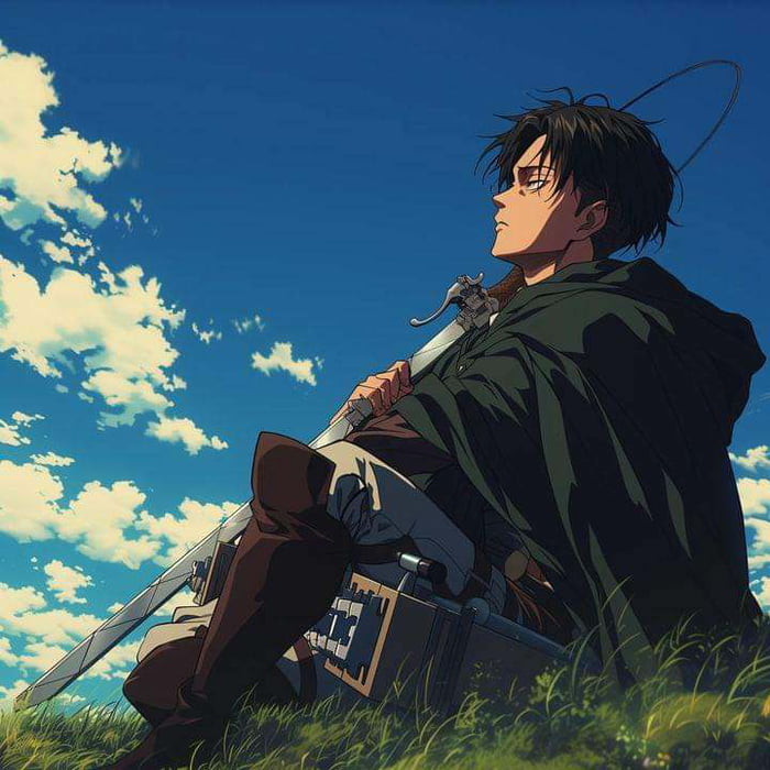 Levi Ackerman. I'm loving this art style(most likely Ghibli style ...