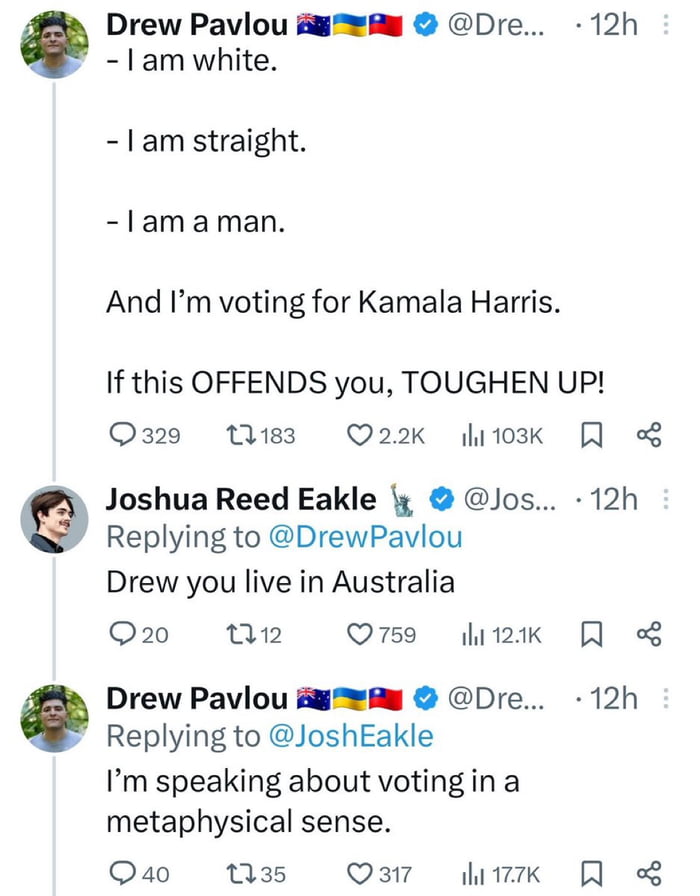 Technically Drew can vote as showing ID for voting is somehow illegal - 9GAG