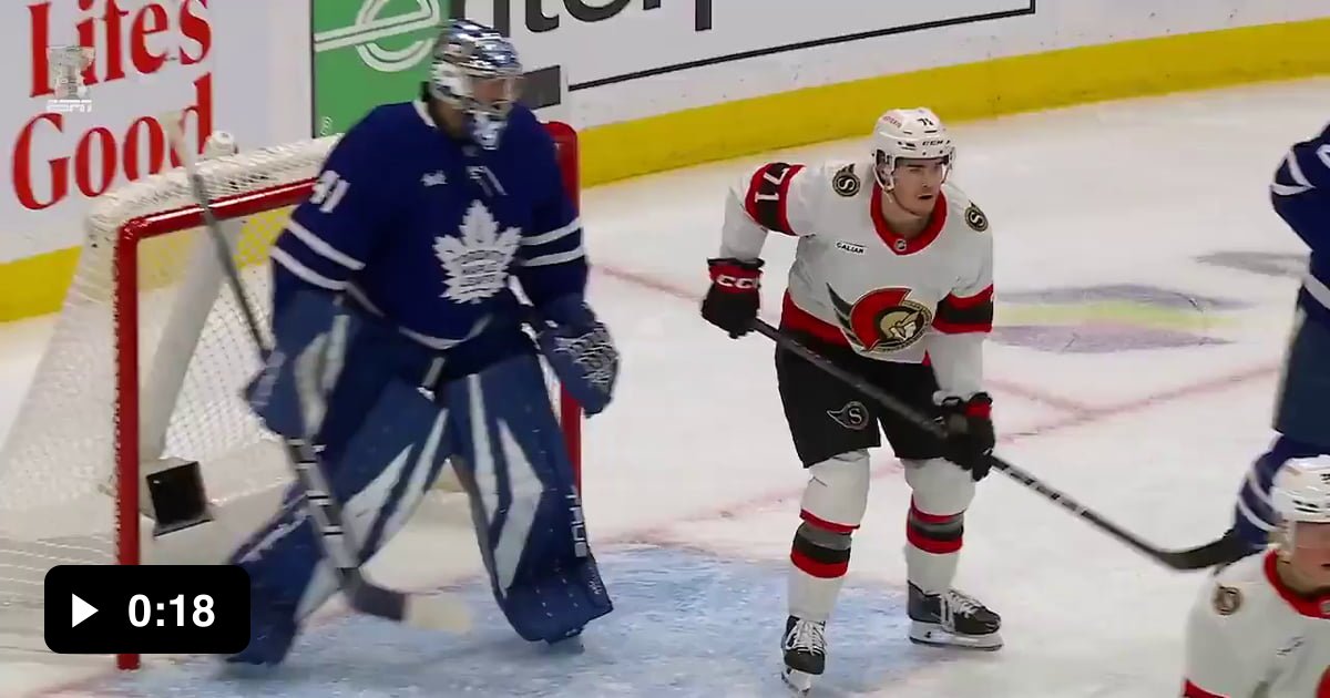 Toronto goalie Anthony Stolarz puts Ottawa's Ridly Greig to the ice ...