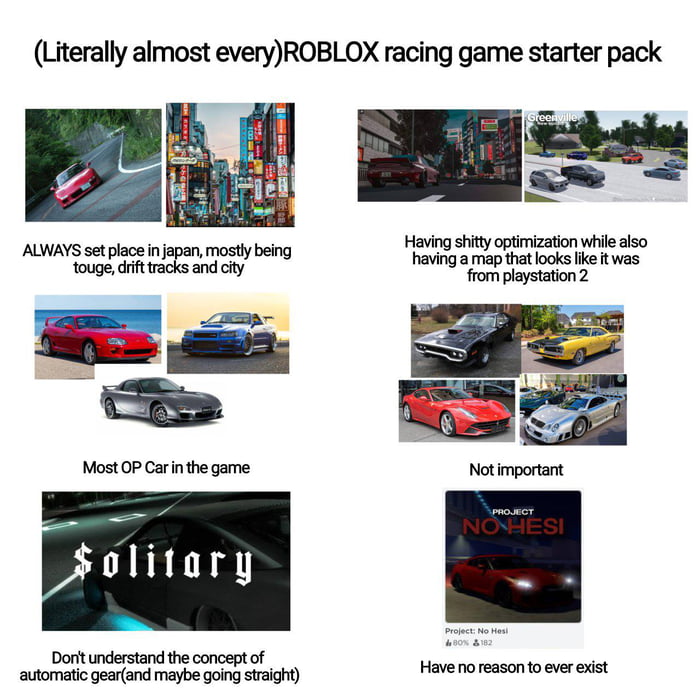 Roblox racing game starter pack - 9GAG