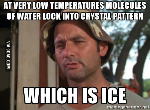 Water frozen into a solid state - 9GAG