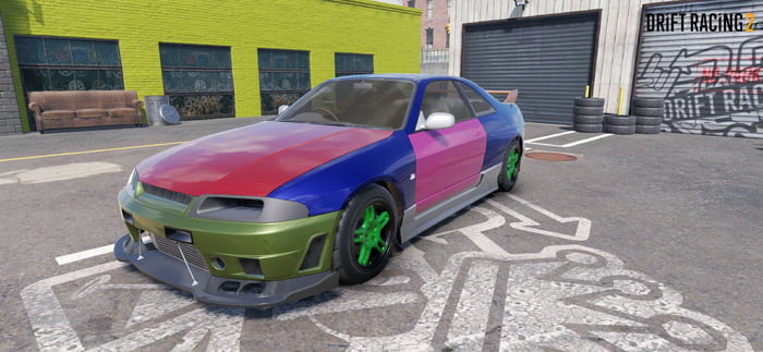 Let my daughter paint my R33 in carx drift 2, she calls it her rainbow ...