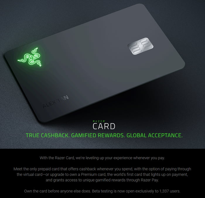 Razer pre-paid credit card with LED now in BETA... the cringe is real ...