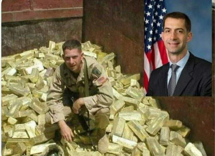 Arkansas senator tom cotton looting gold. Iraq 2003 - 9GAG
