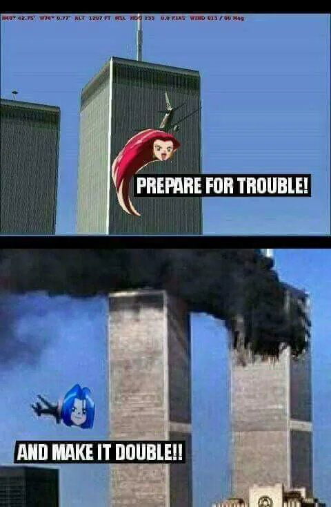 This joke is about twin towers, with pokemon characters being used as ...