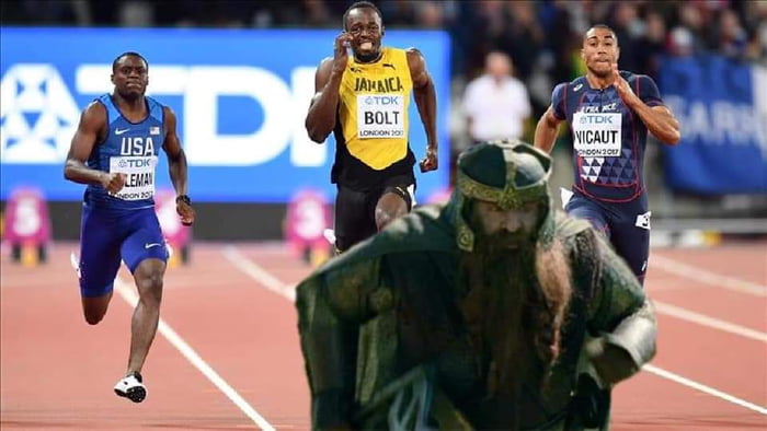 We dwarves are natural sprinters! Very dangerous over short distances ...