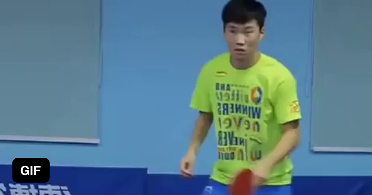 As this ping pong pro bends his shot back onto table - 9GAG