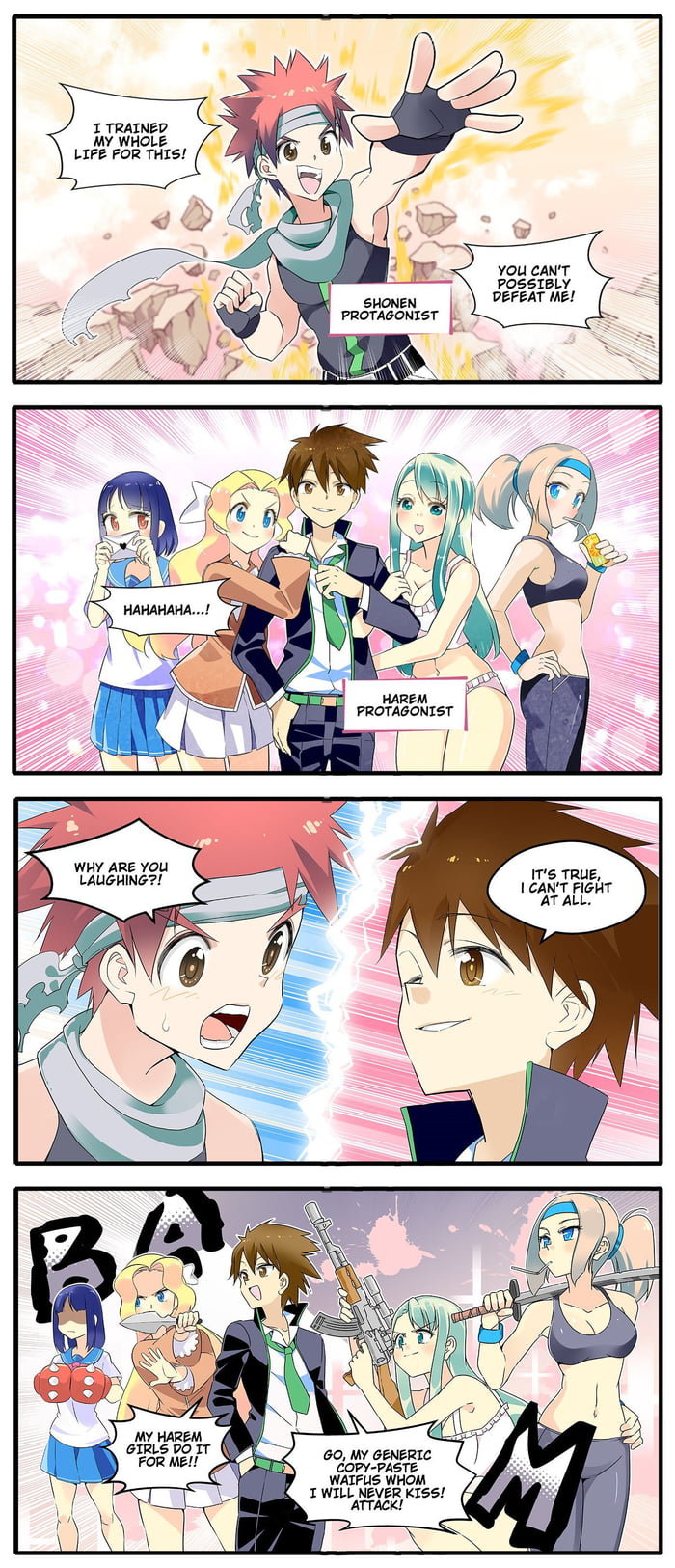 Shounen Protagonist VS Harem Protagonist - 9GAG