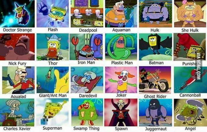 All the superheroes are a copy of Spongebob! - 9GAG