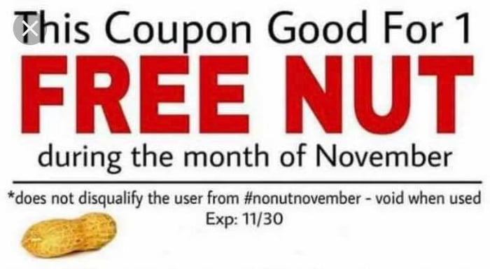 Here's a Free Nut Coupon this coming No Nut November, use it wisely. - 9GAG