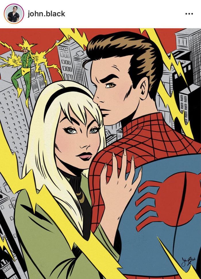 Peter Parker And Gwen Stacy Artwork By John Black - 9gag