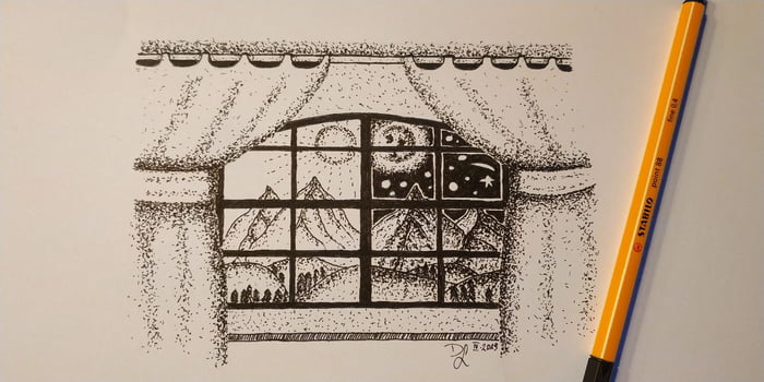 Drawing made of dots only - 9GAG