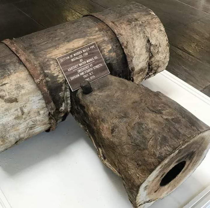 This 16" OD wooden water pipe (installed 1799) has a 4" ID Tee ...