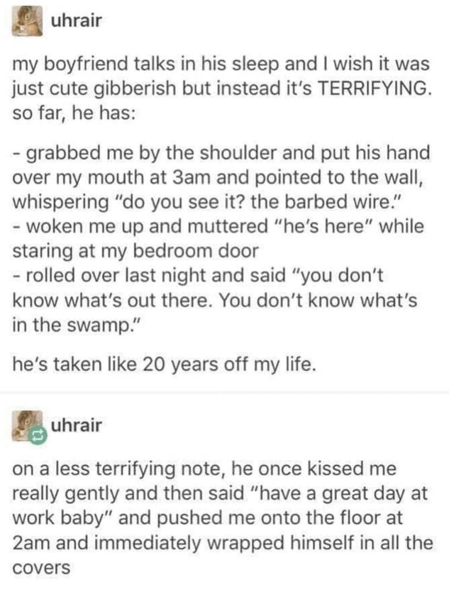 Sleep talking boyfriend - 9GAG