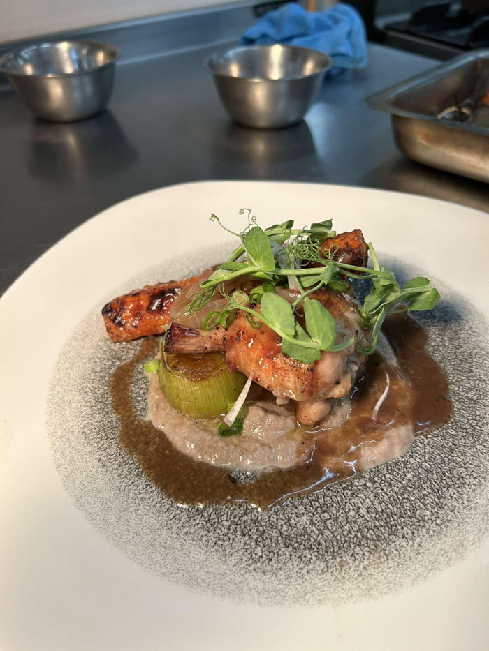 Braized leek, roast chicken - 9GAG