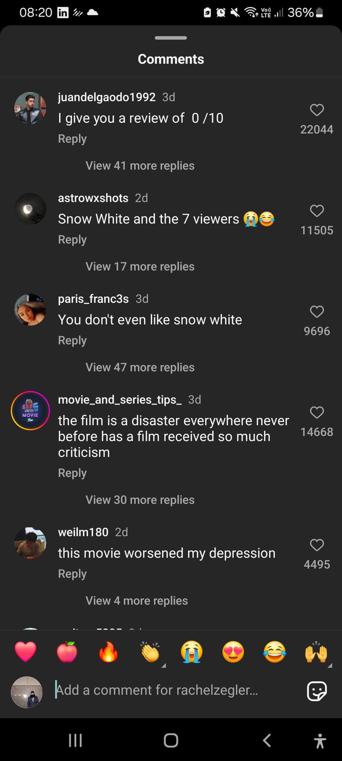 Just some comments on zegler insta - 9GAG