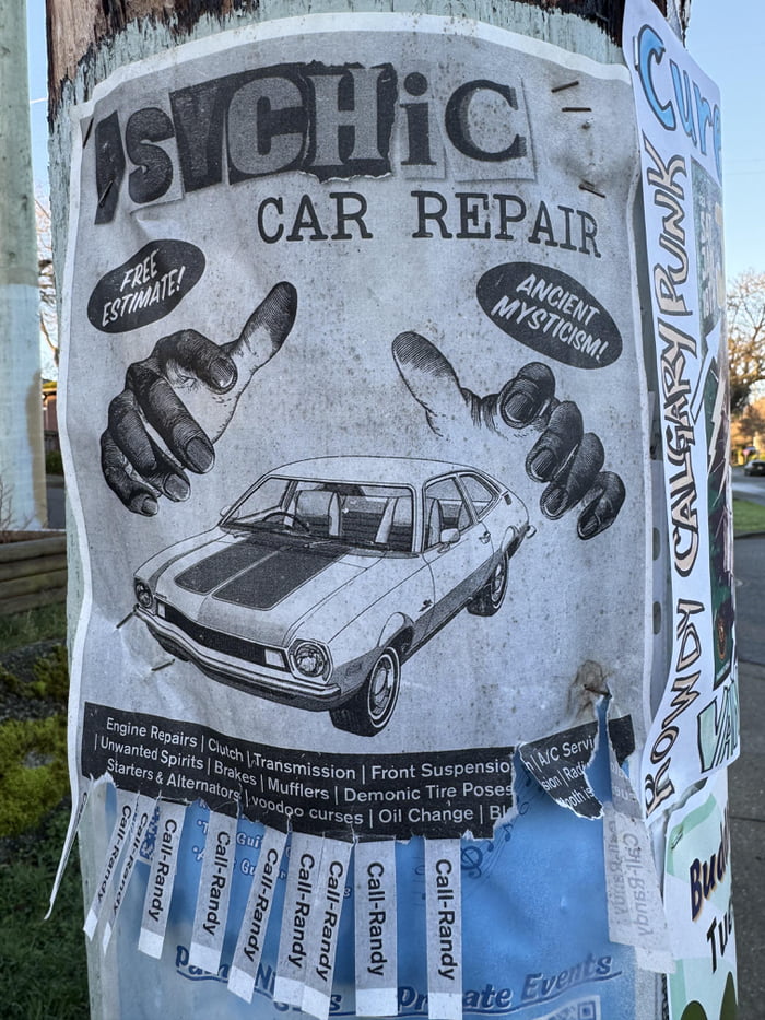 Psychic Car Repair Poster - 9GAG
