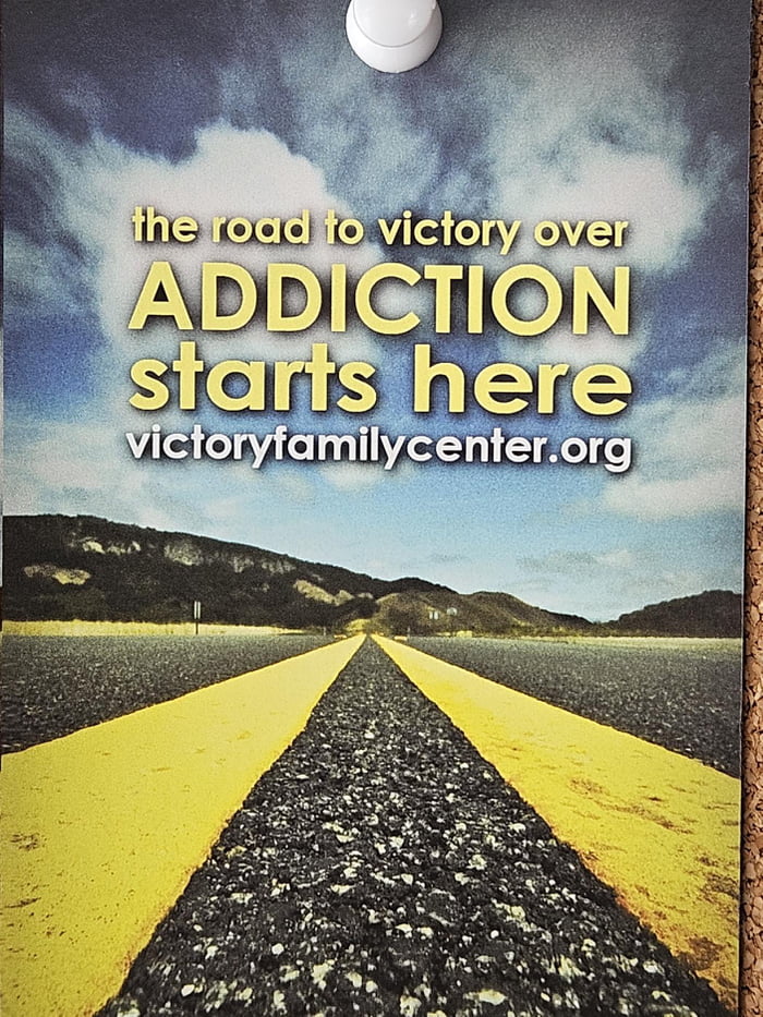 Addiction Starts Here - This is business card sized on a bulletin board ...