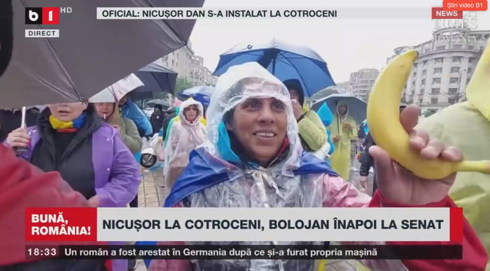Far right protesters in Romania ( banana for scale) - 9GAG