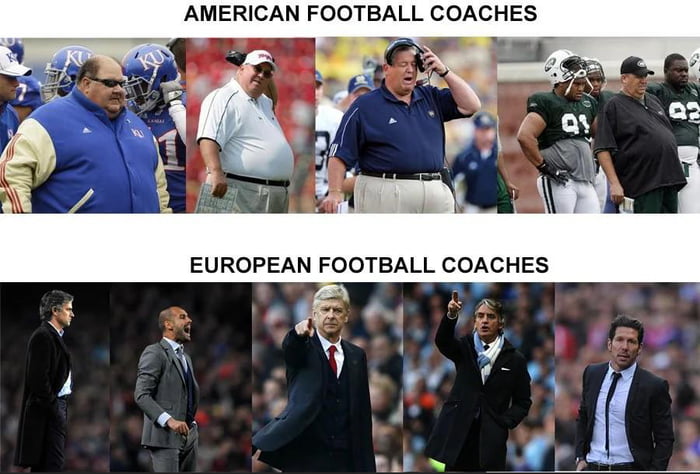 American "football" coaches vs European football coaches - 9GAG