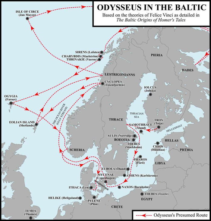 This map reimagines Odysseus's epic journey through the Baltic Sea ...