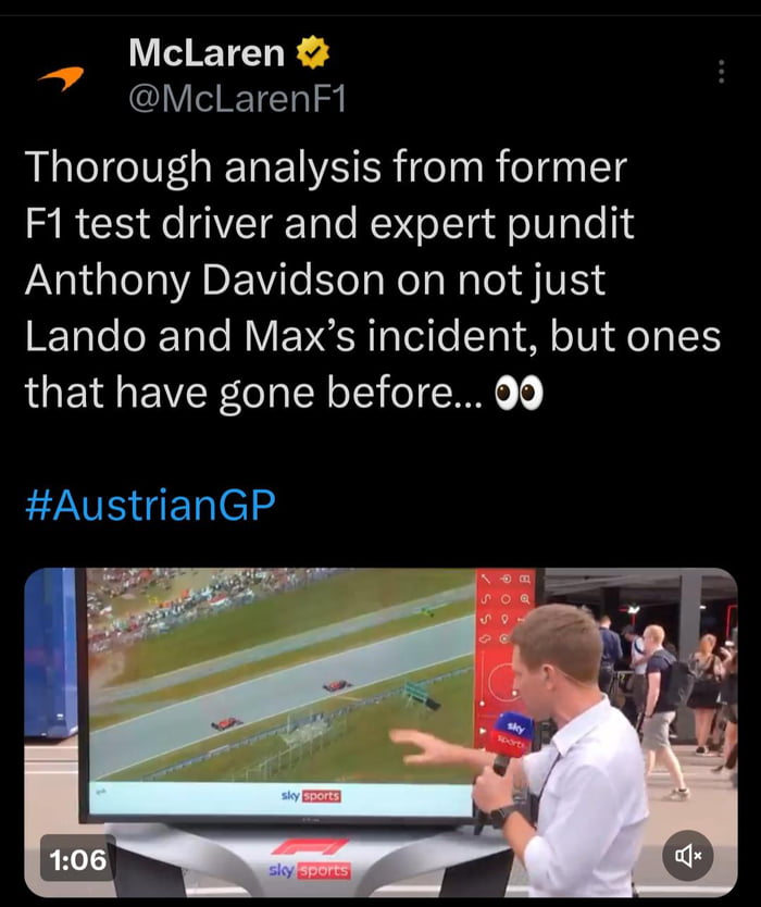 McLaren posted Anthony Davidson's analysis on the Max-Lando battle👀 - 9GAG