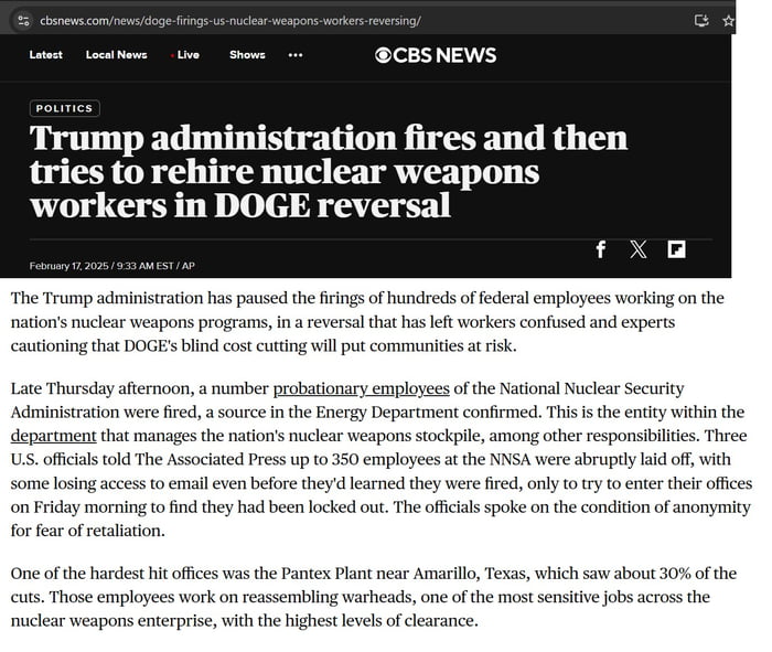 Trump administration fires and then tries to rehire nuclear weapons ...