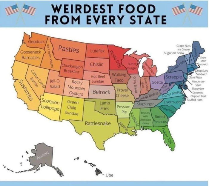A cool guide to the strangest food in every state - 9GAG