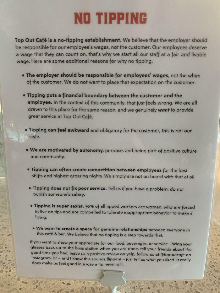 The No Tipping Policy at a a cafe in Indianapolis - 9GAG