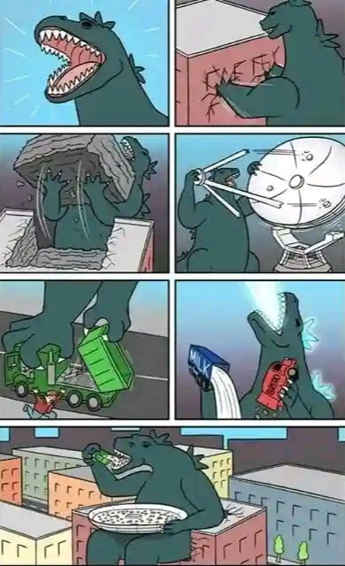 So basically godzila did not angry. He just hungry all the time - 9GAG