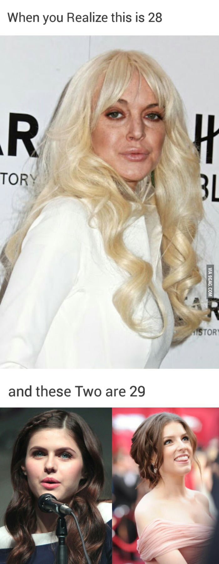 Alexandra Daddario and Anna Kendrick looks somewhere Between 20 and 24 , While Lindsay Lohan ...